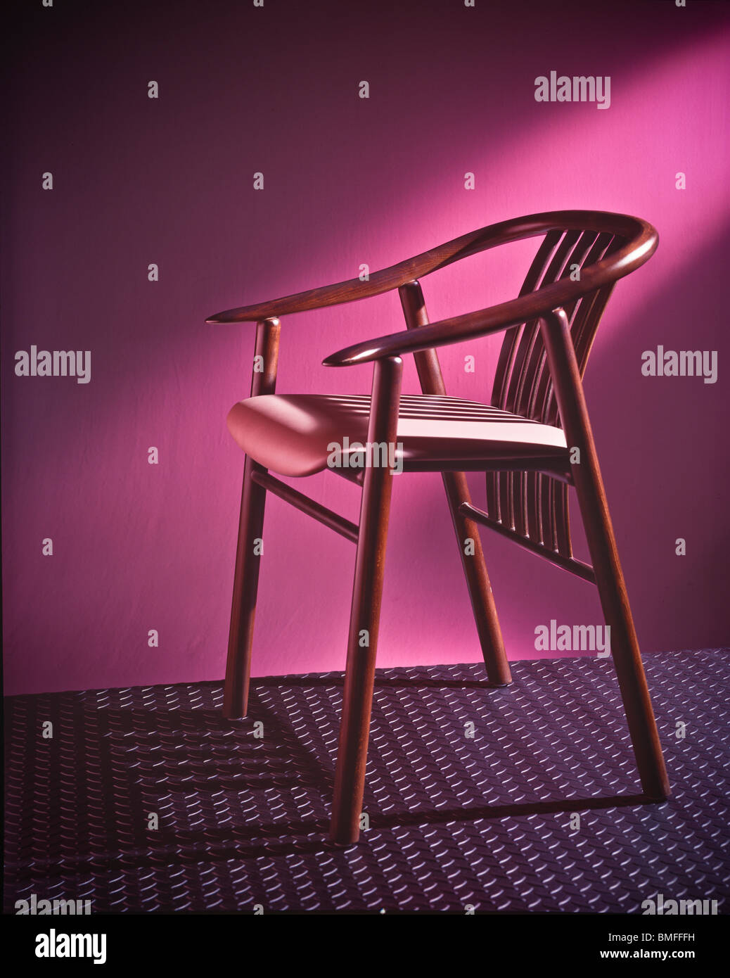 Stylized wood chair strong light shadow copy space Stock Photo - Alamy