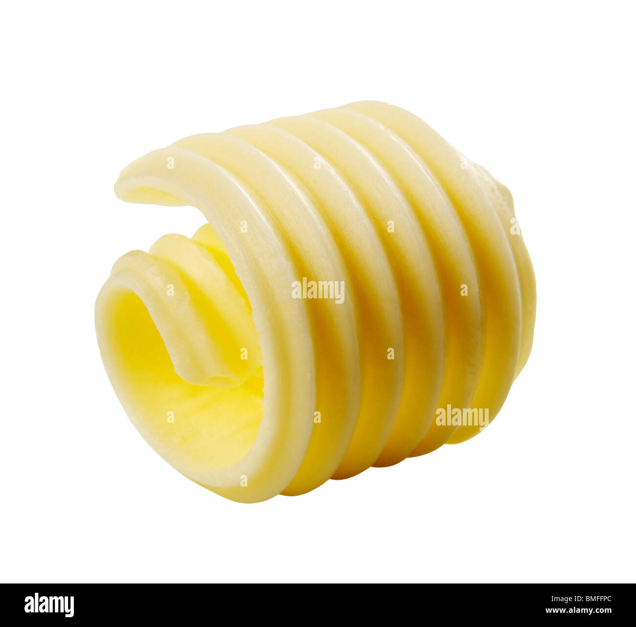 Butter curl isolated on white Stock Photo - Alamy