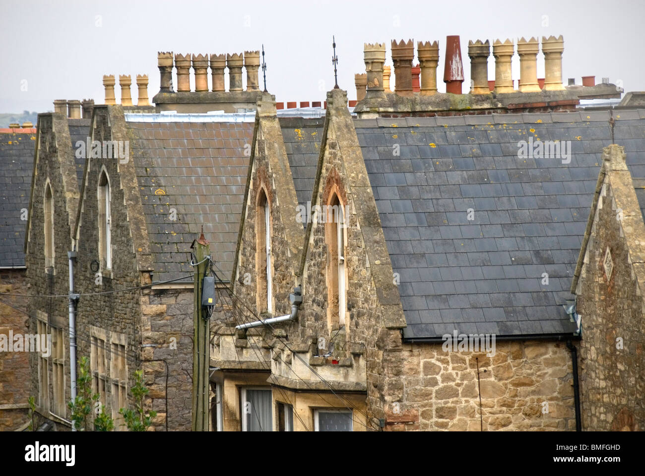 Rooftops and chimneys, Somerset, England, UK Stock Photo - Alamy