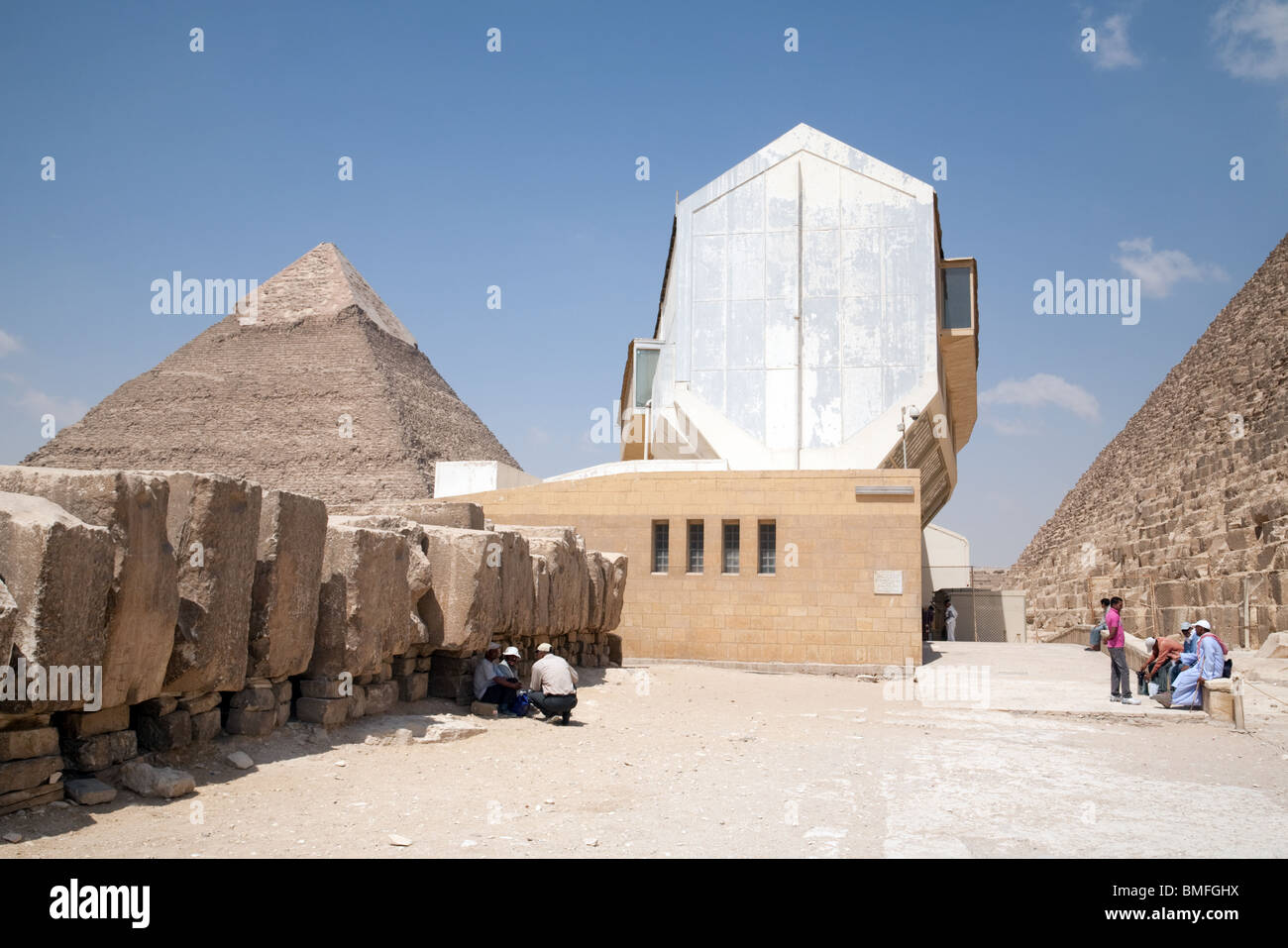 The modern building housing the Solar Boat of king Khufu (Cheops) at ...