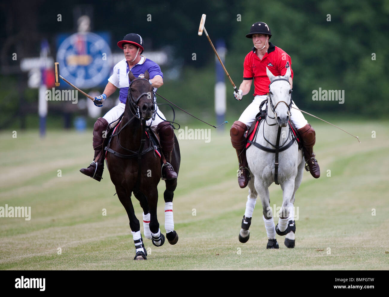 Britain's Prince William playing in red number 4 for the polo team ...