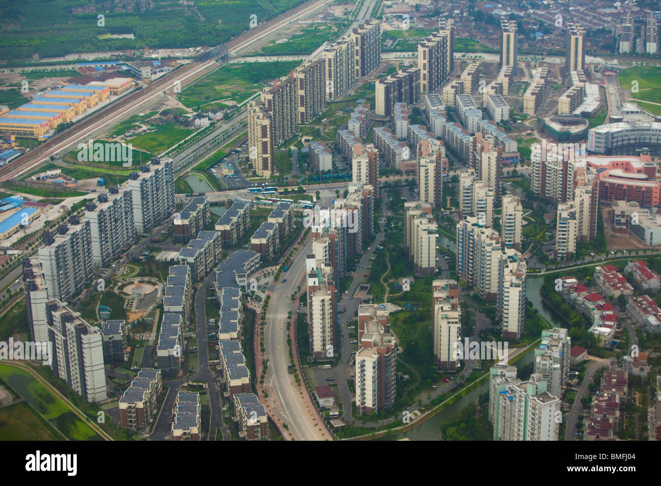 Aerial view of large residential complexes, Shanghai, China Stock Photo ... Aerial view of large residential complexes, Shanghai, China Stock Photo ...