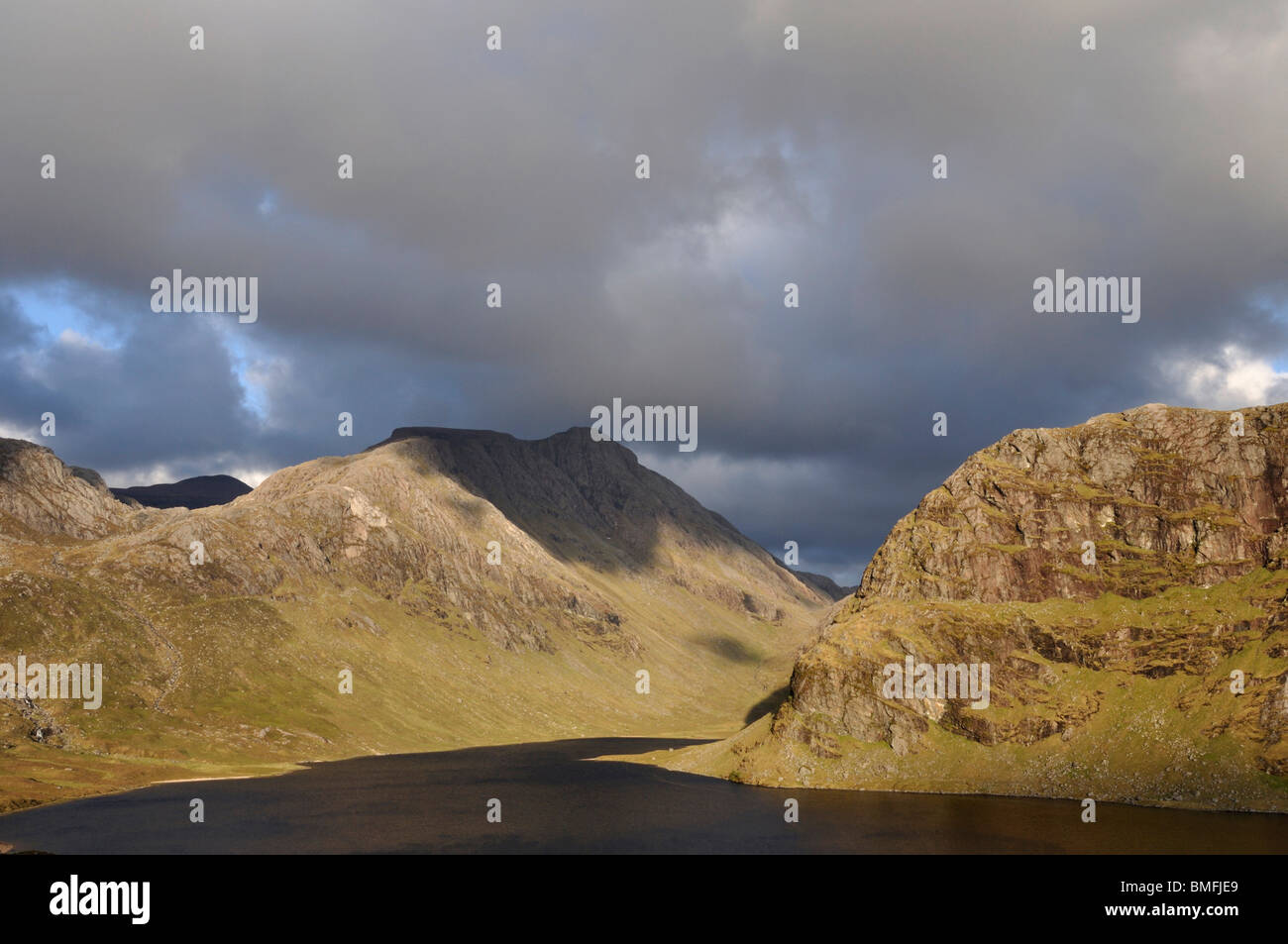 A' Mhaighdean and Dubh loch from Carnmore, Fisherfield forest, Scotland ...