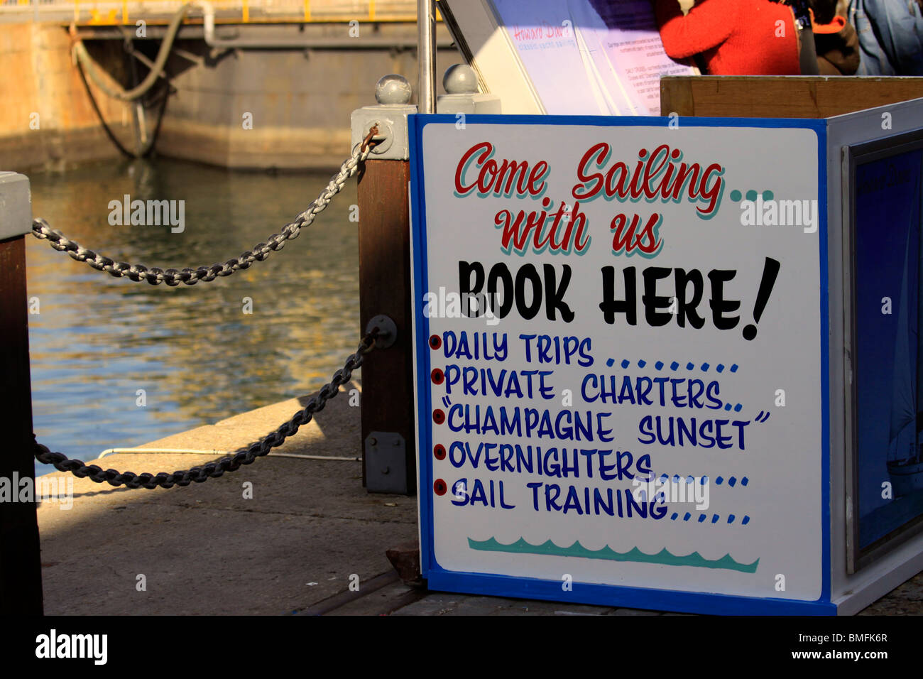 Sign advertising sailing trips for tourists from V&A Waterfront , Cape ...