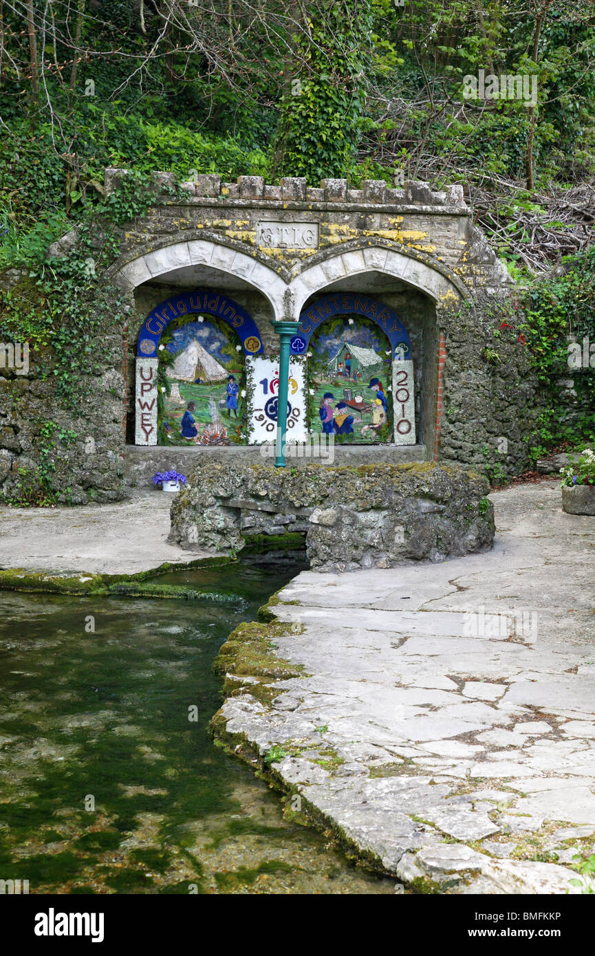 Scene at Upwey Wishing Well, source of the River Wey which springs from ...