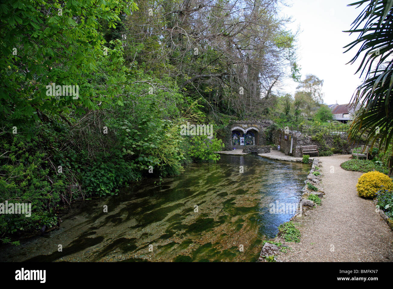 Scene at Upwey Wishing Well, source of the River Wey which springs from ...