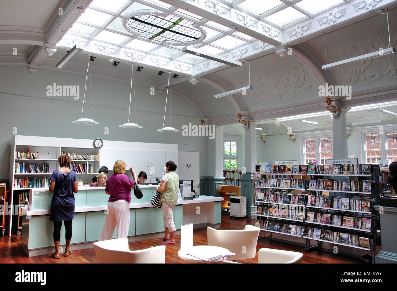Carnegie Library interior, Teddington, London Borough of Richmond Stock ...