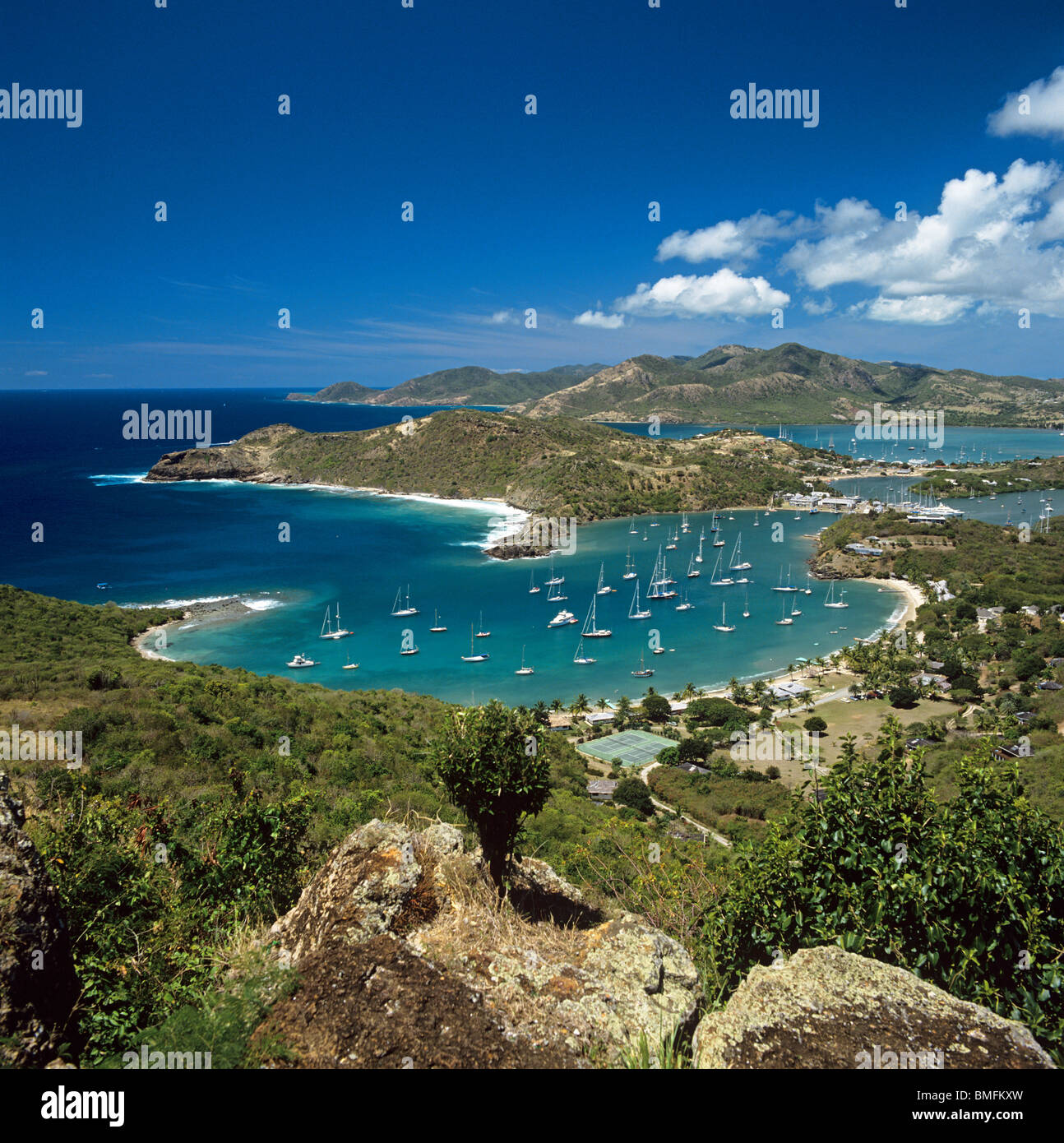 The famous view of English Harbour on the island of Antigua Stock Photo ...