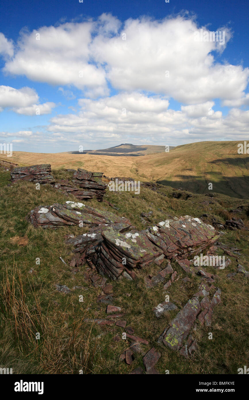 Pen y Fan & Corn Du from Fan Llia, Brecon Beacons, Wales, UK Stock ...
