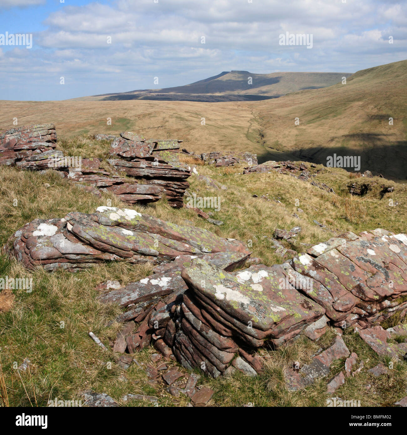 Pen y Fan & Corn Du from Fan Llia, Brecon Beacons, Wales, UK Stock ...