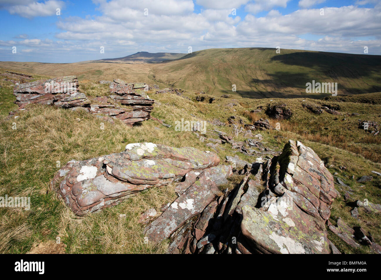 Pen y Fan & Corn Du from Fan Llia, Brecon Beacons, Wales, UK Stock ...
