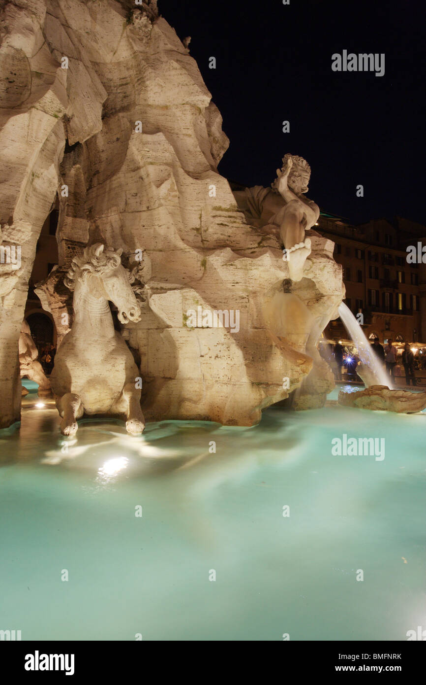 Bernini fountain "The Four Rivers" Navona square Rome Italy Stock Photo ...