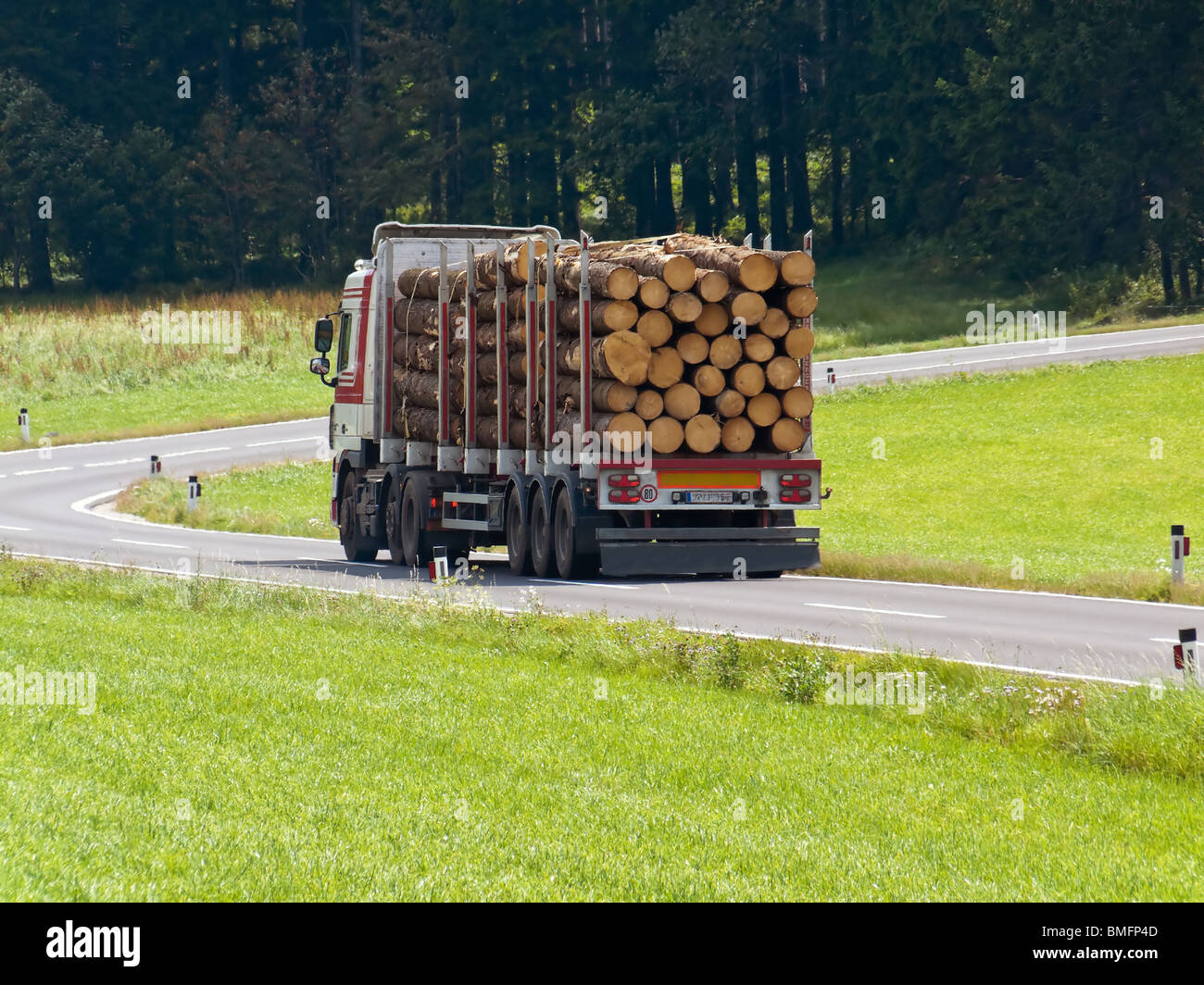 Transportation of logs on a truck on the road Stock Photo - Alamy