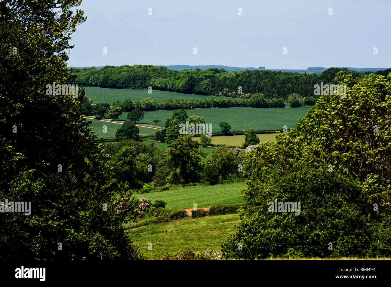 The rolling hills of the Cotswolds seen from near Stow-on-the-Wold in ...