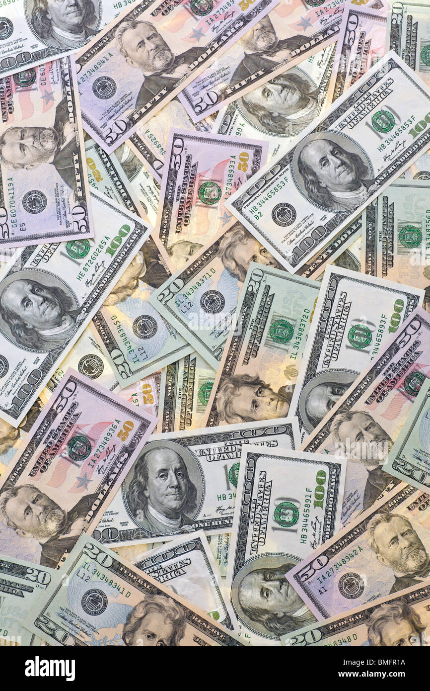 Banknotes from America. American dollar notes for background Stock ...