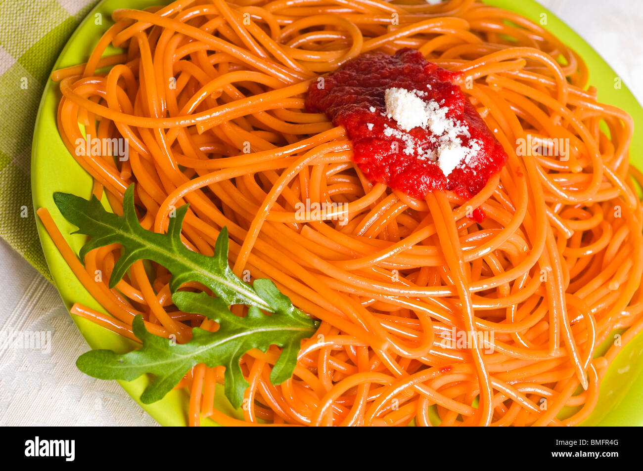 red spaghetti with tomato sauce Stock Photo - Alamy