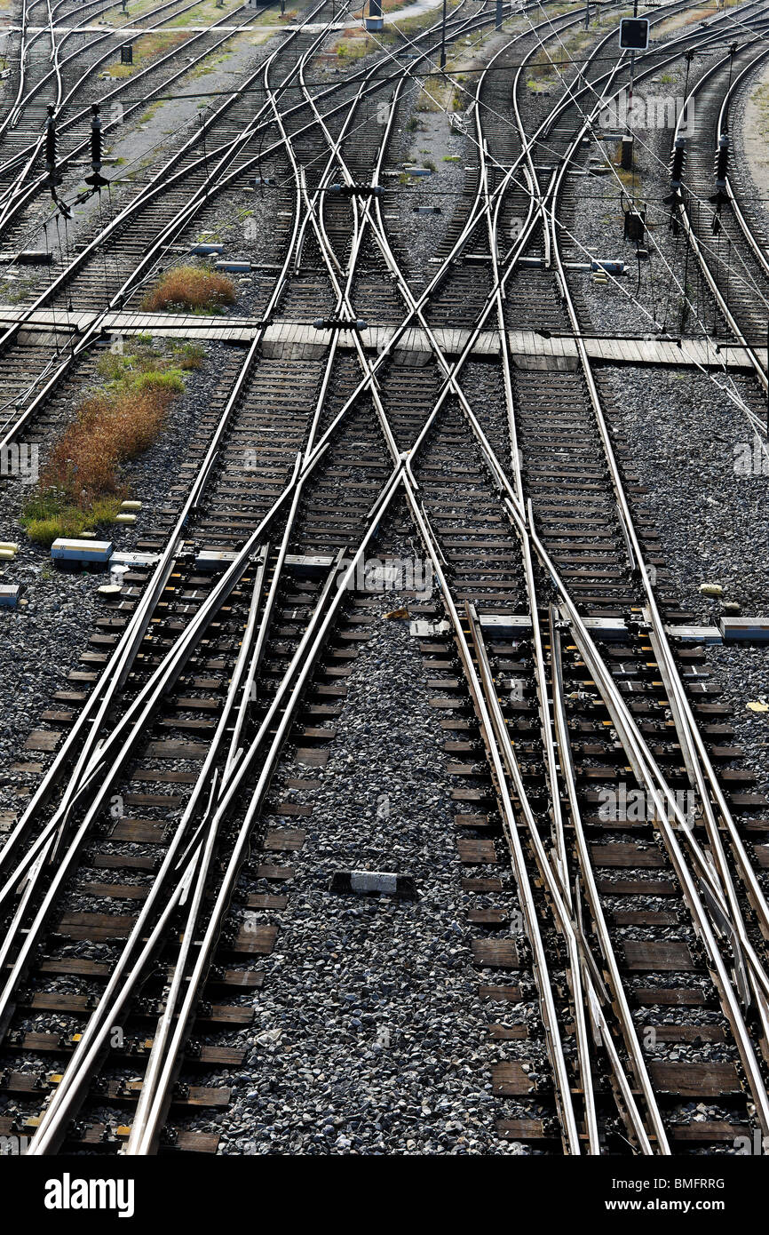 Railroad tracks with switches Stock Photo - Alamy