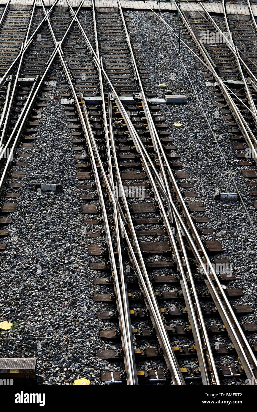 Railroad tracks with switches Stock Photo - Alamy