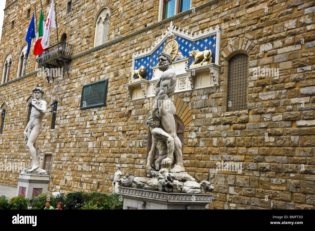 Italy, Tuscany, Florence. Michelangelo's David, piazza della Signoria ...