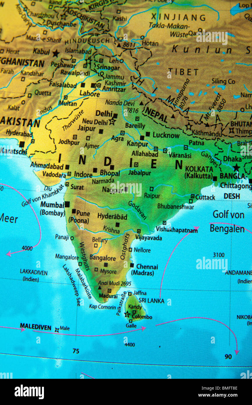 India on a globe Stock Photo - Alamy