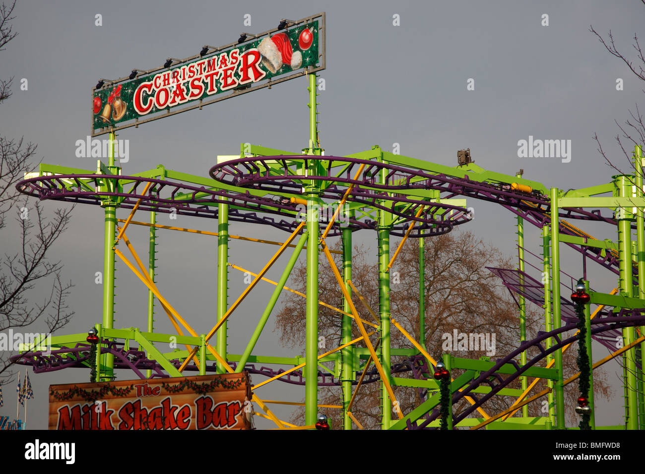 rollercoaster in Winter Wonderland in Hyde Park Stock Photo - Alamy