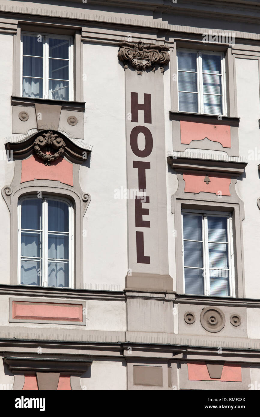 The words hotel on a house Stock Photo - Alamy