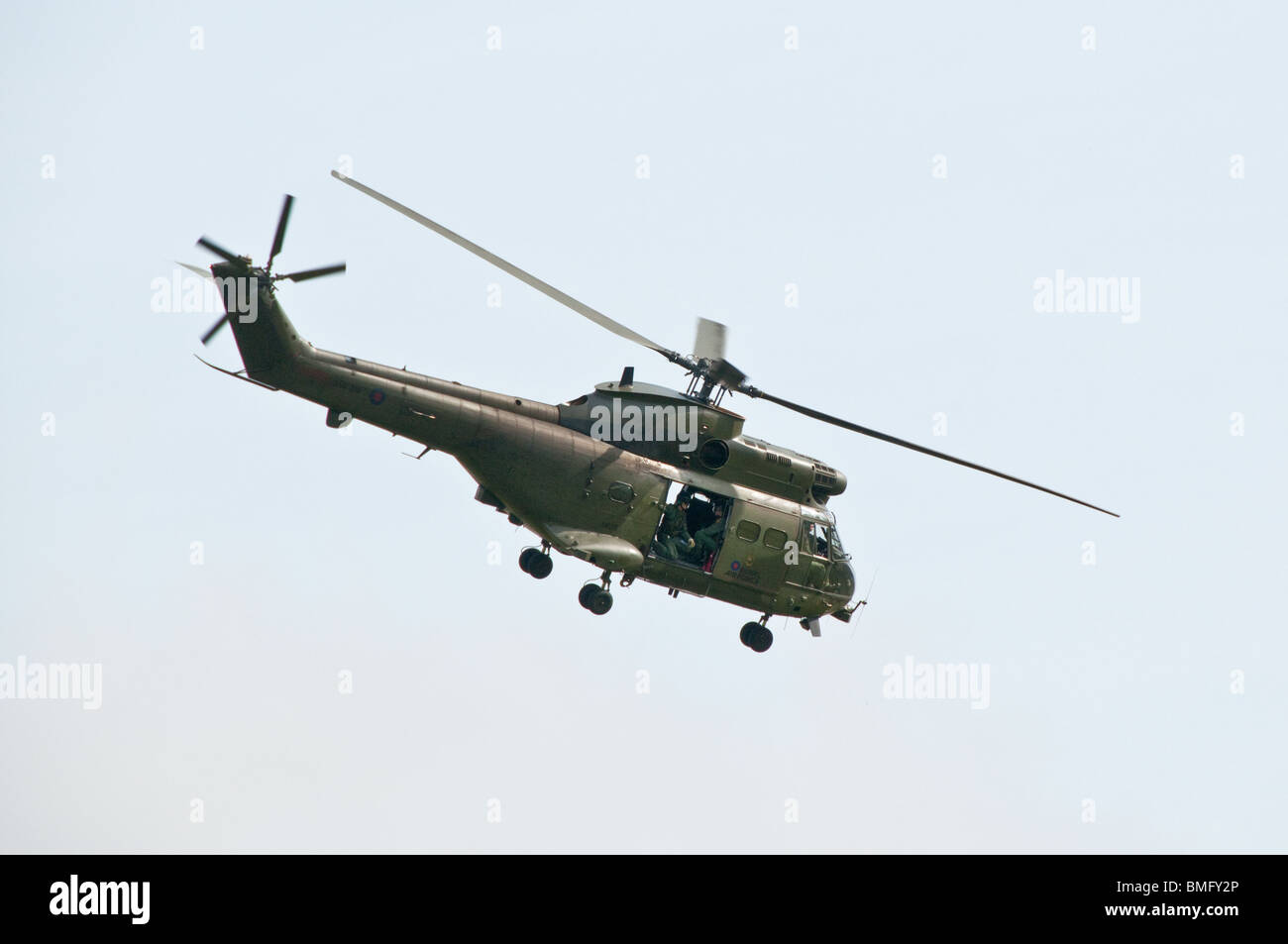 RAF Puma HC1 Helicopter on training exercise taking off from Mountain ...