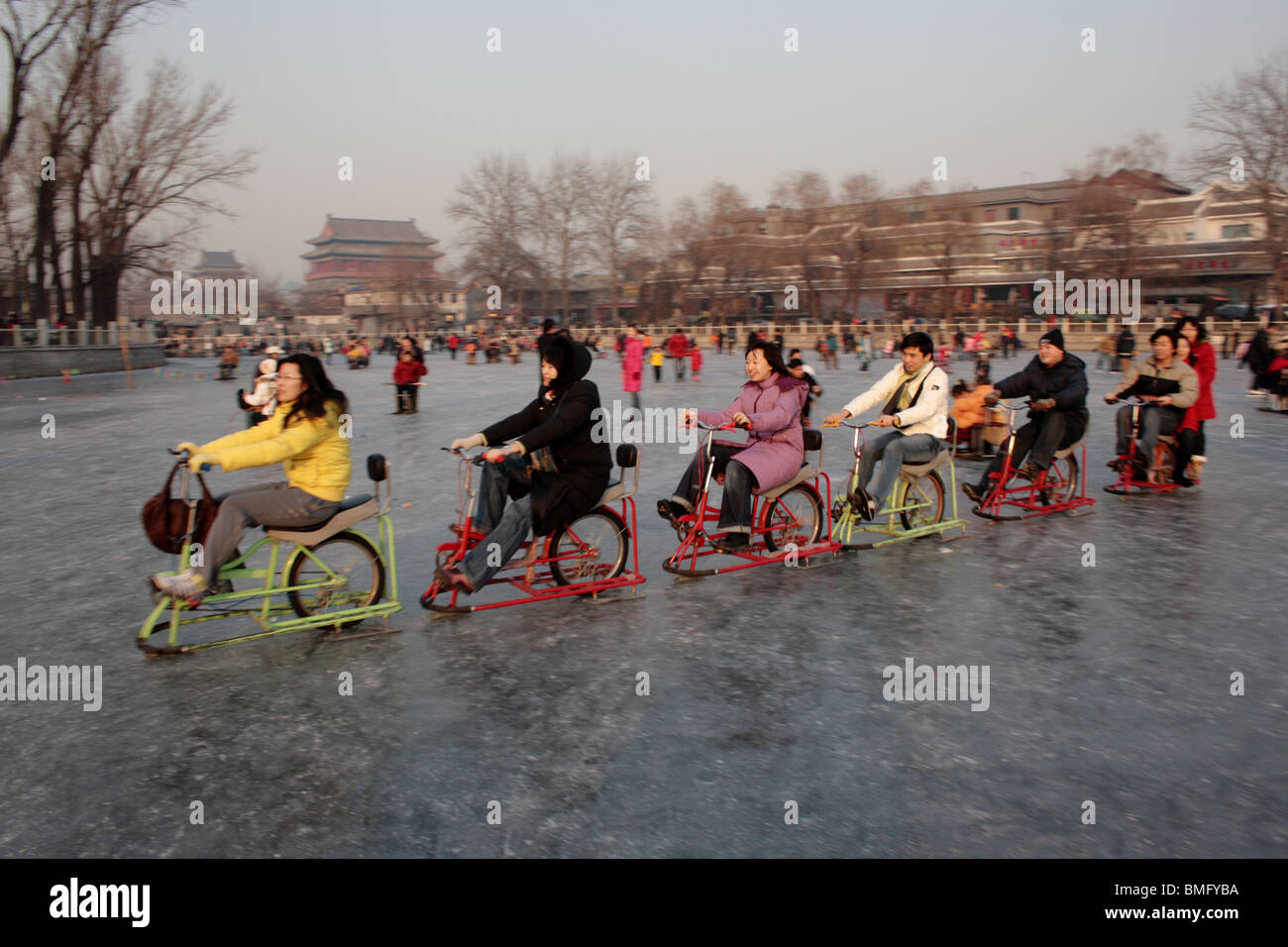 Ice skating in Houhai Lake, Beijing, China Stock Photo - Alamy