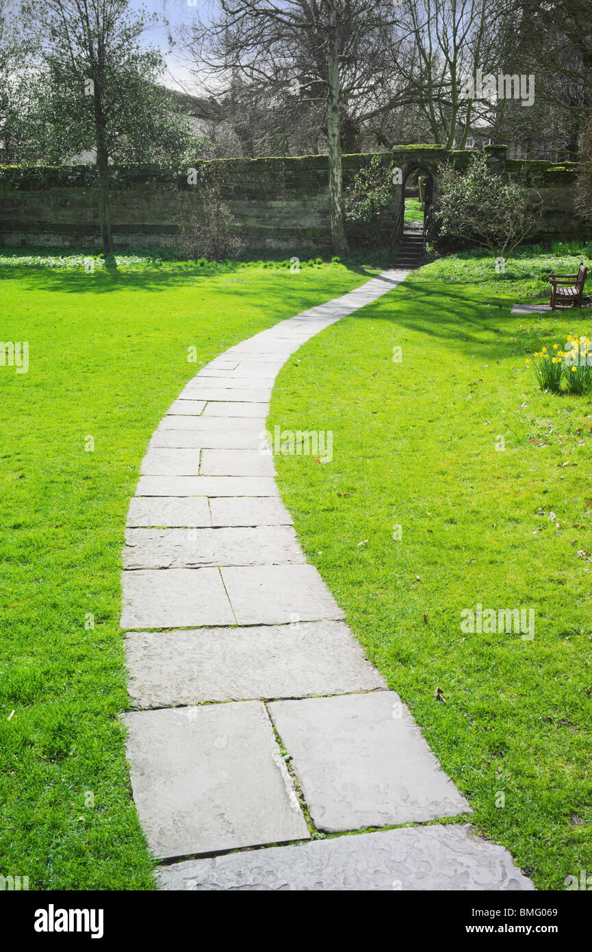 park with footpath Stock Photo - Alamy