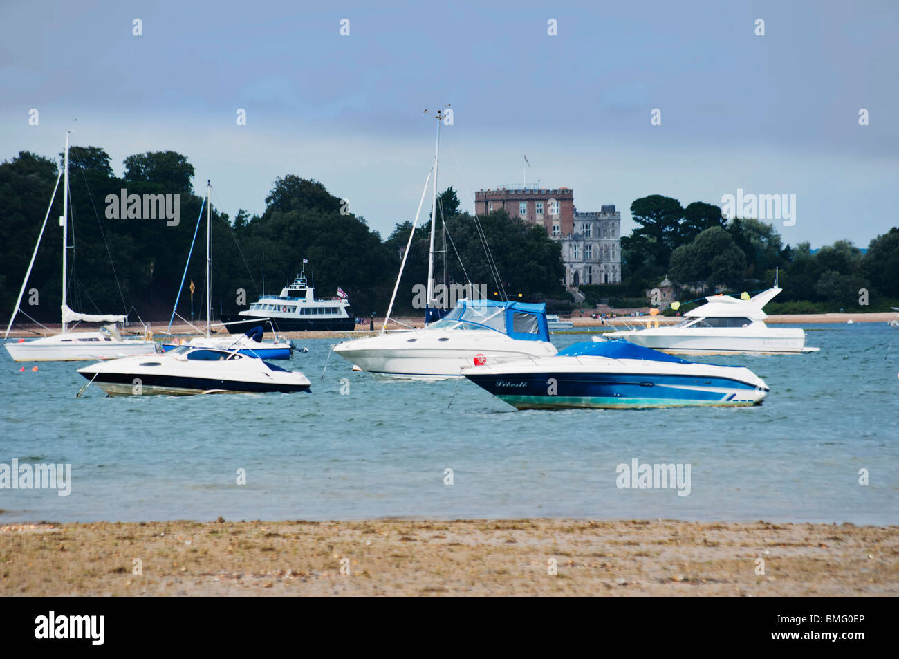 poole bay and harbour at the sea channel between studland beach and ...