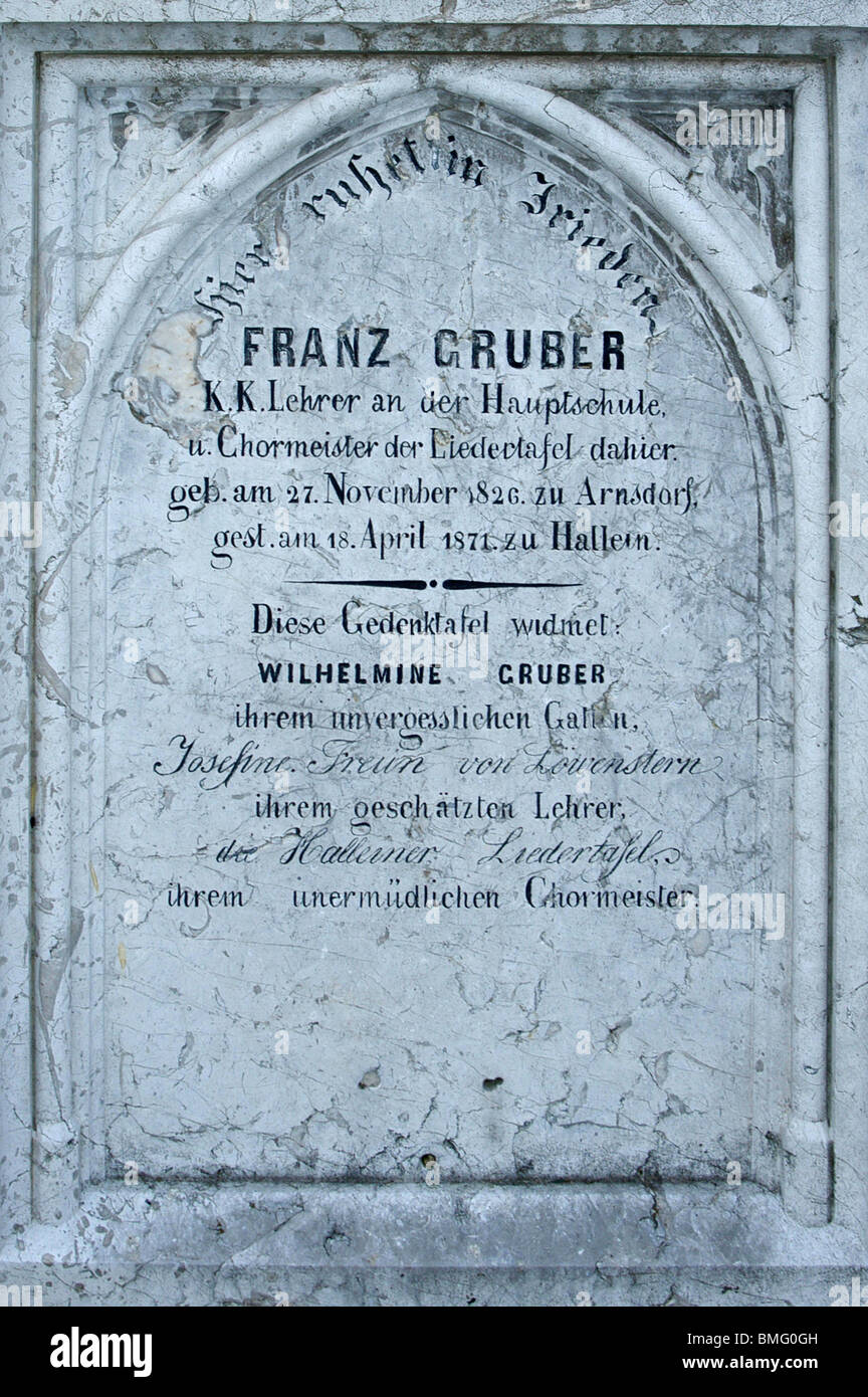 Franz Gruber plaque Hallein Stock Photo - Alamy