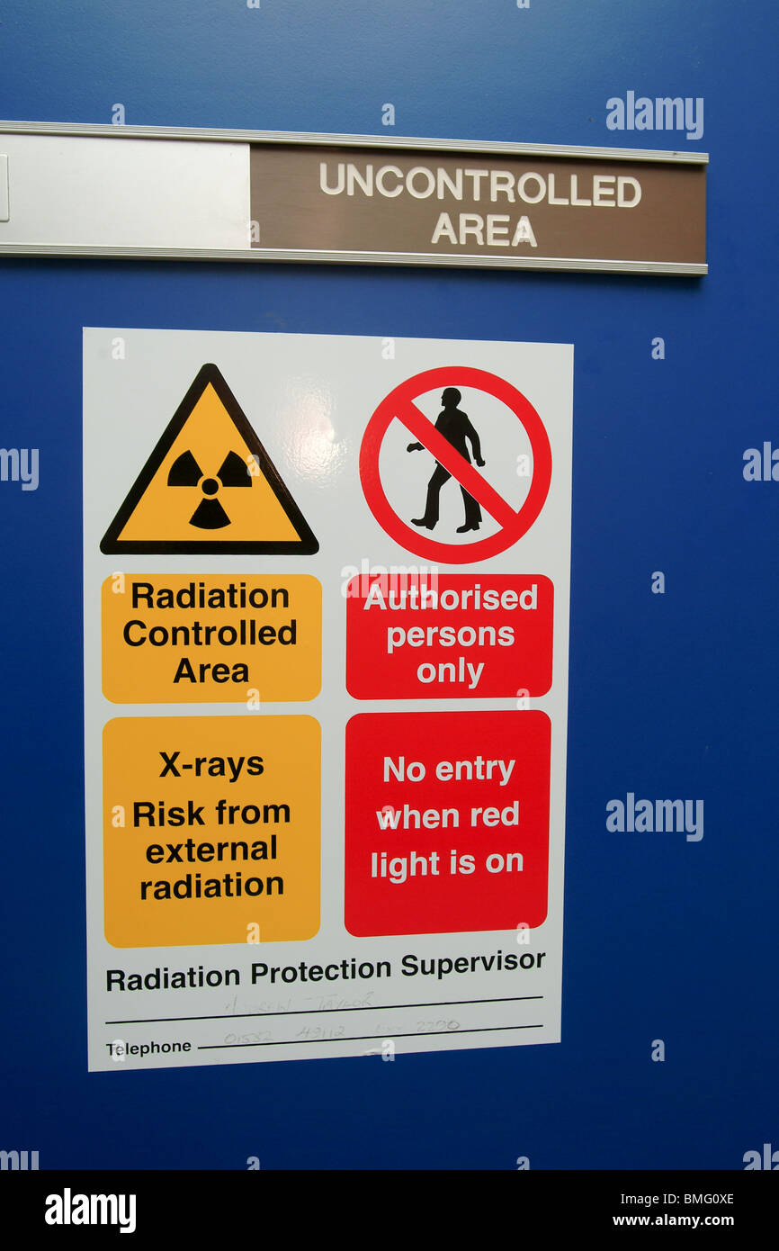 Radiation sign in a hospital unit UK Stock Photo - Alamy