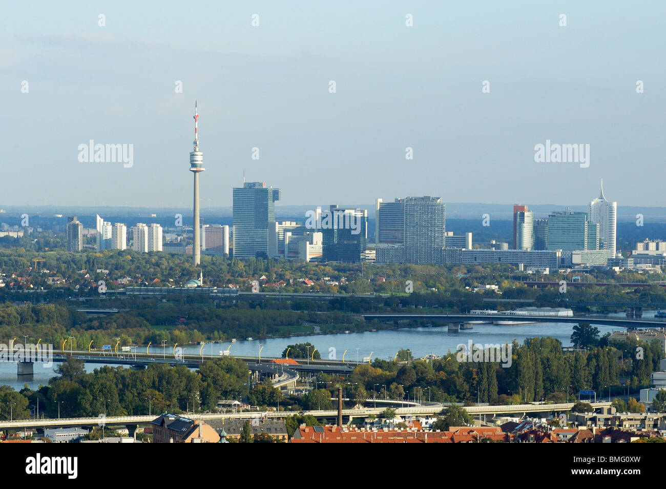 View of the New Danube City Stock Photo - Alamy