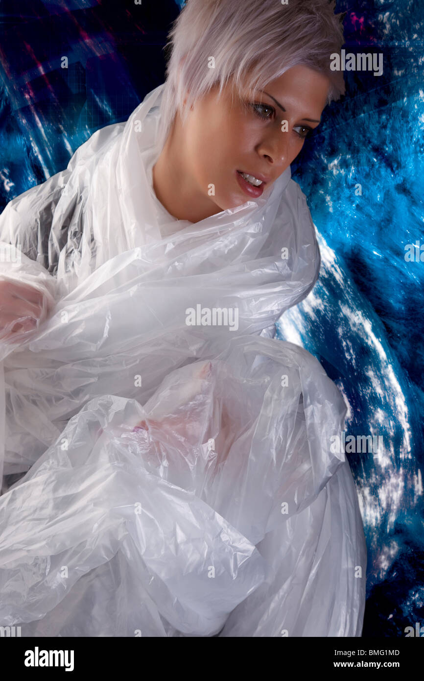 woman with plastic dress Stock Photo - Alamy