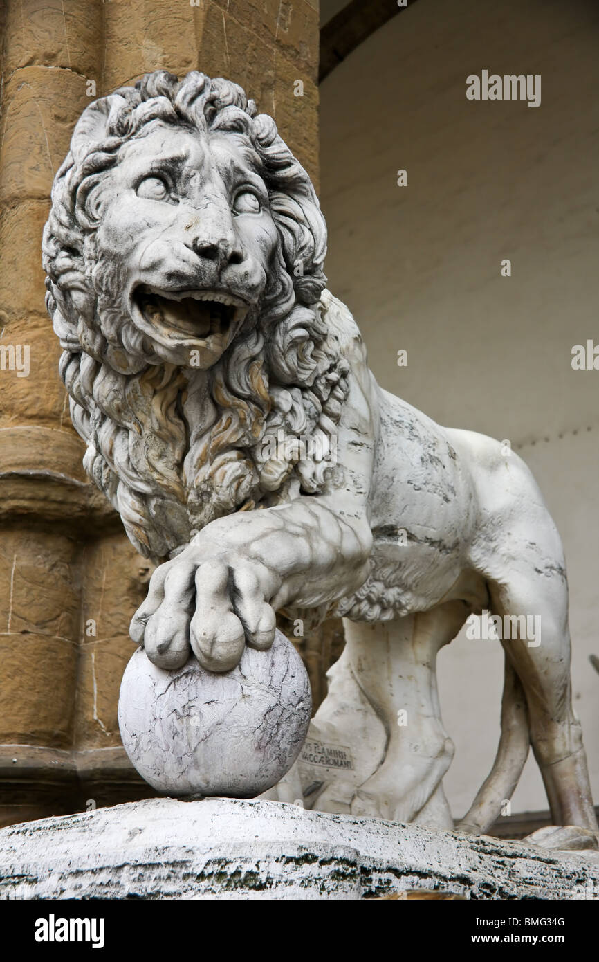 Italy, Tuscany, Florence. Statues in Piazza della Signoria Stock Photo ...