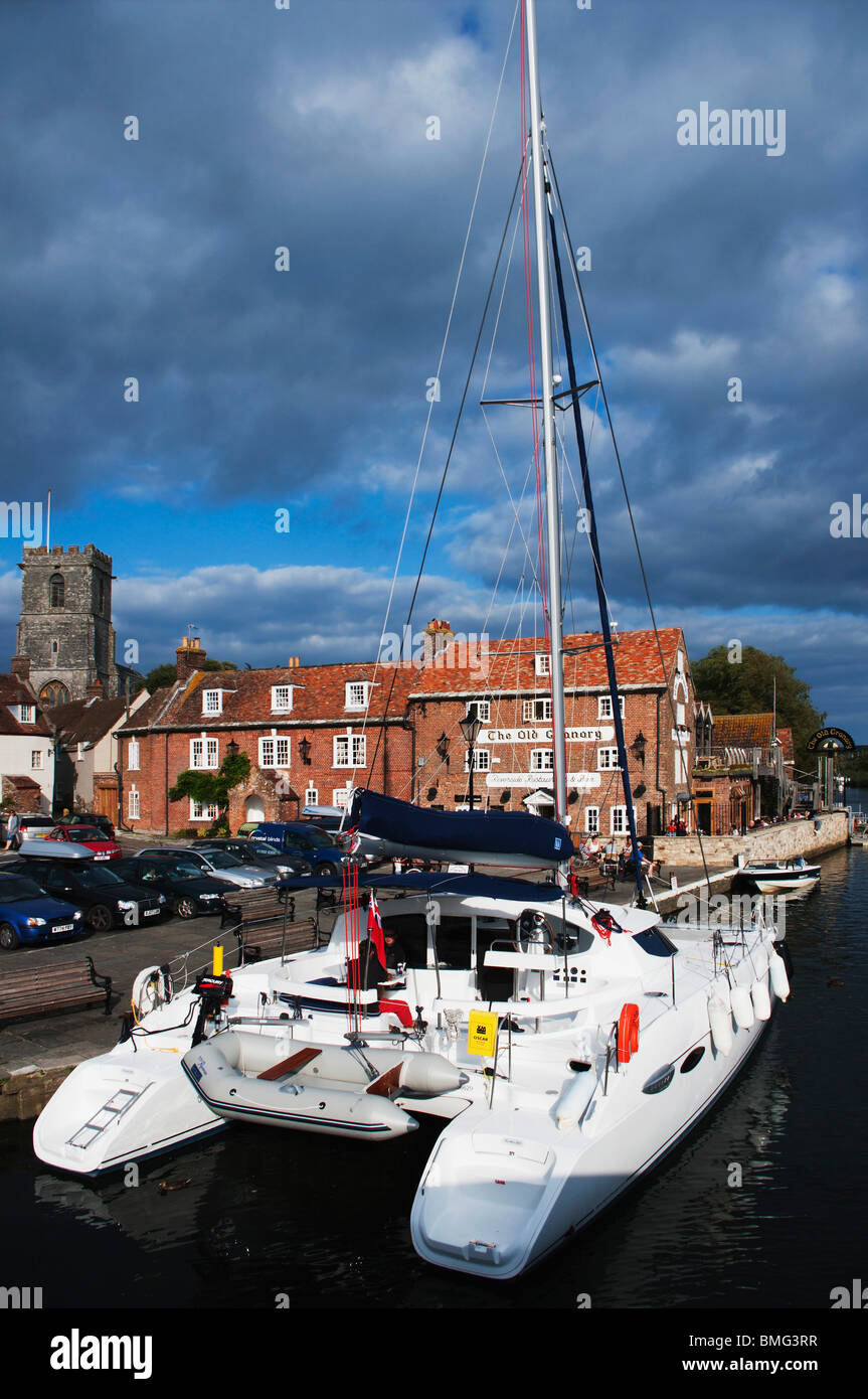 the old centre of wareham village around the river frome in the isle of ...