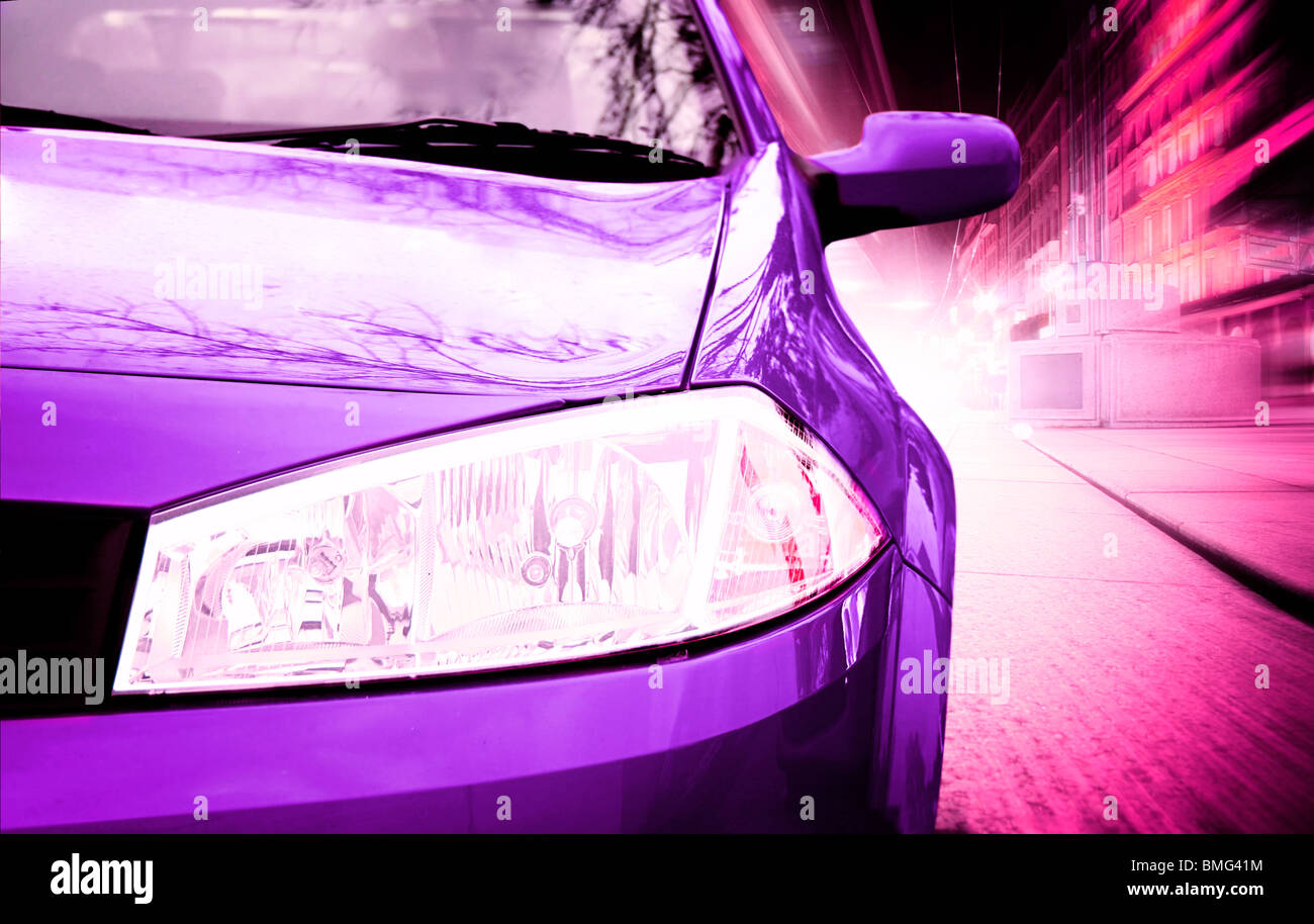 Renault speed transportation vehicle white pink sport car front side hi ...