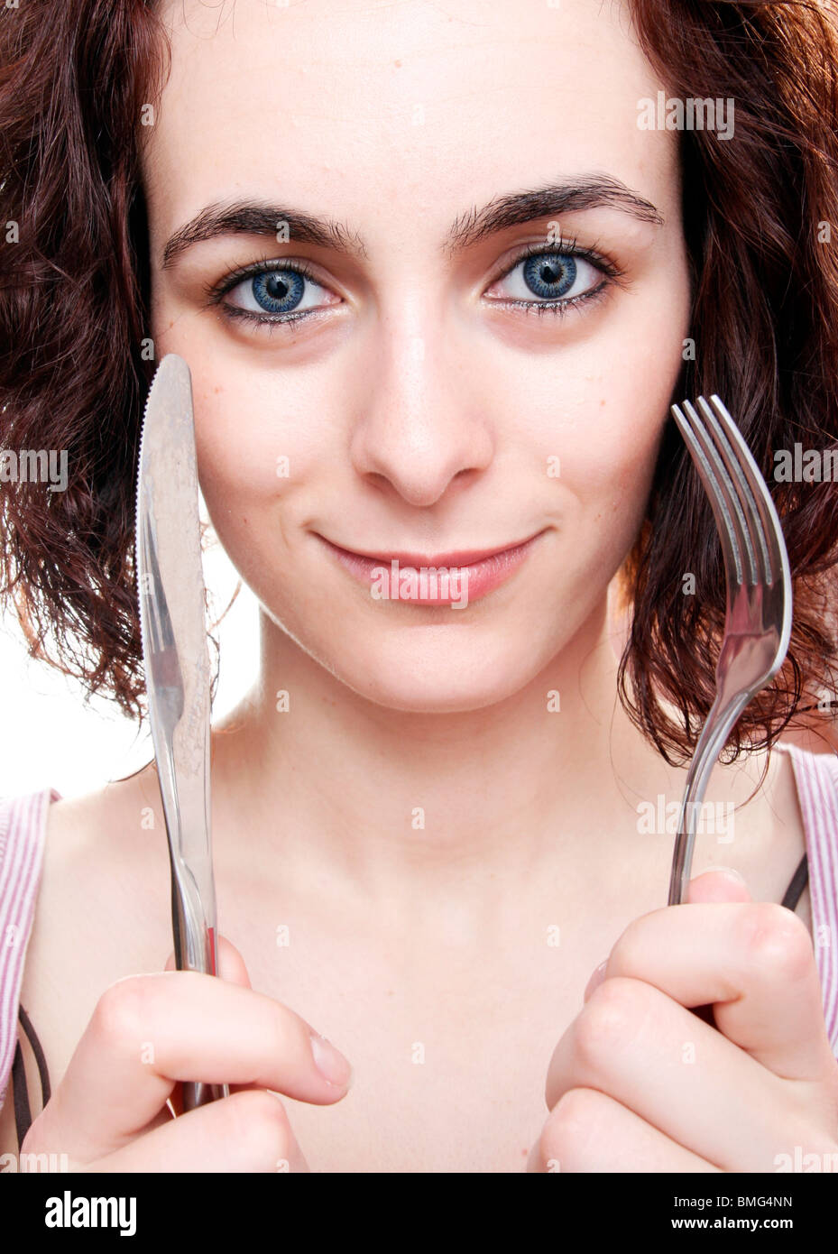 Beauty woman waiting for dinner Stock Photo - Alamy