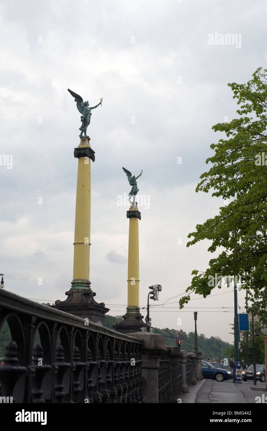 Columns on the bridge, Prague Czech Republic East Europa Stock Photo ...