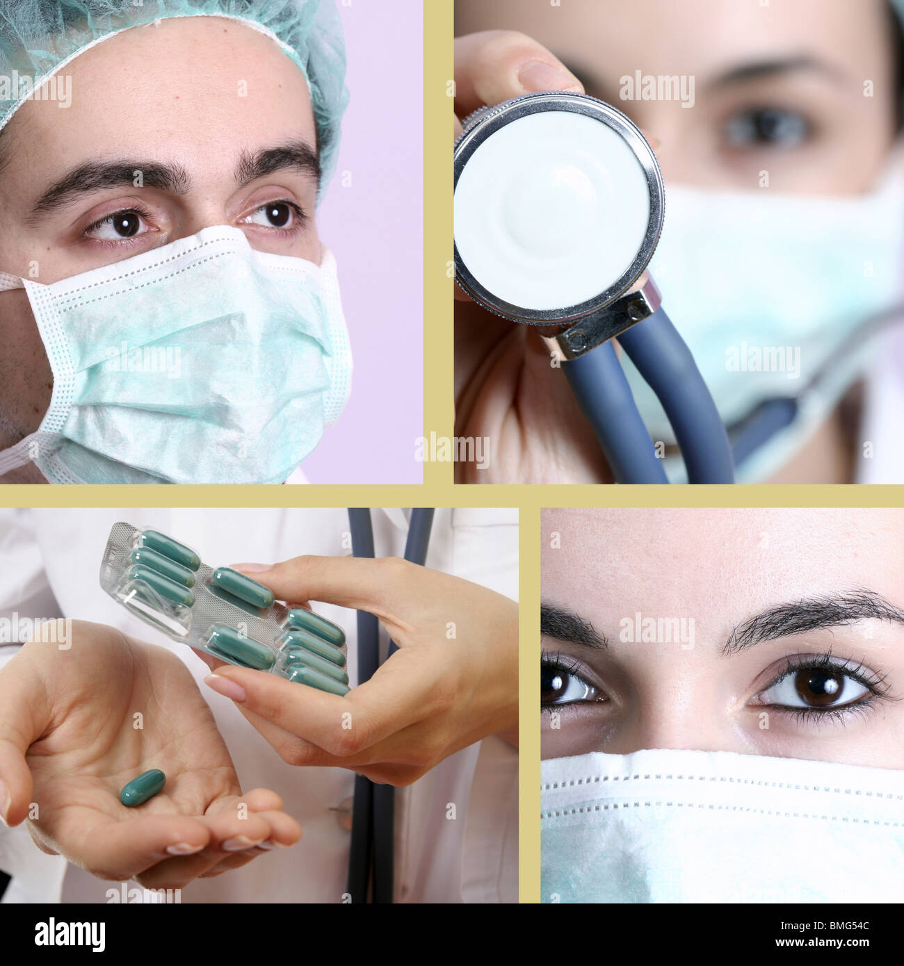 Professional young doctors at work. Collage Stock Photo - Alamy