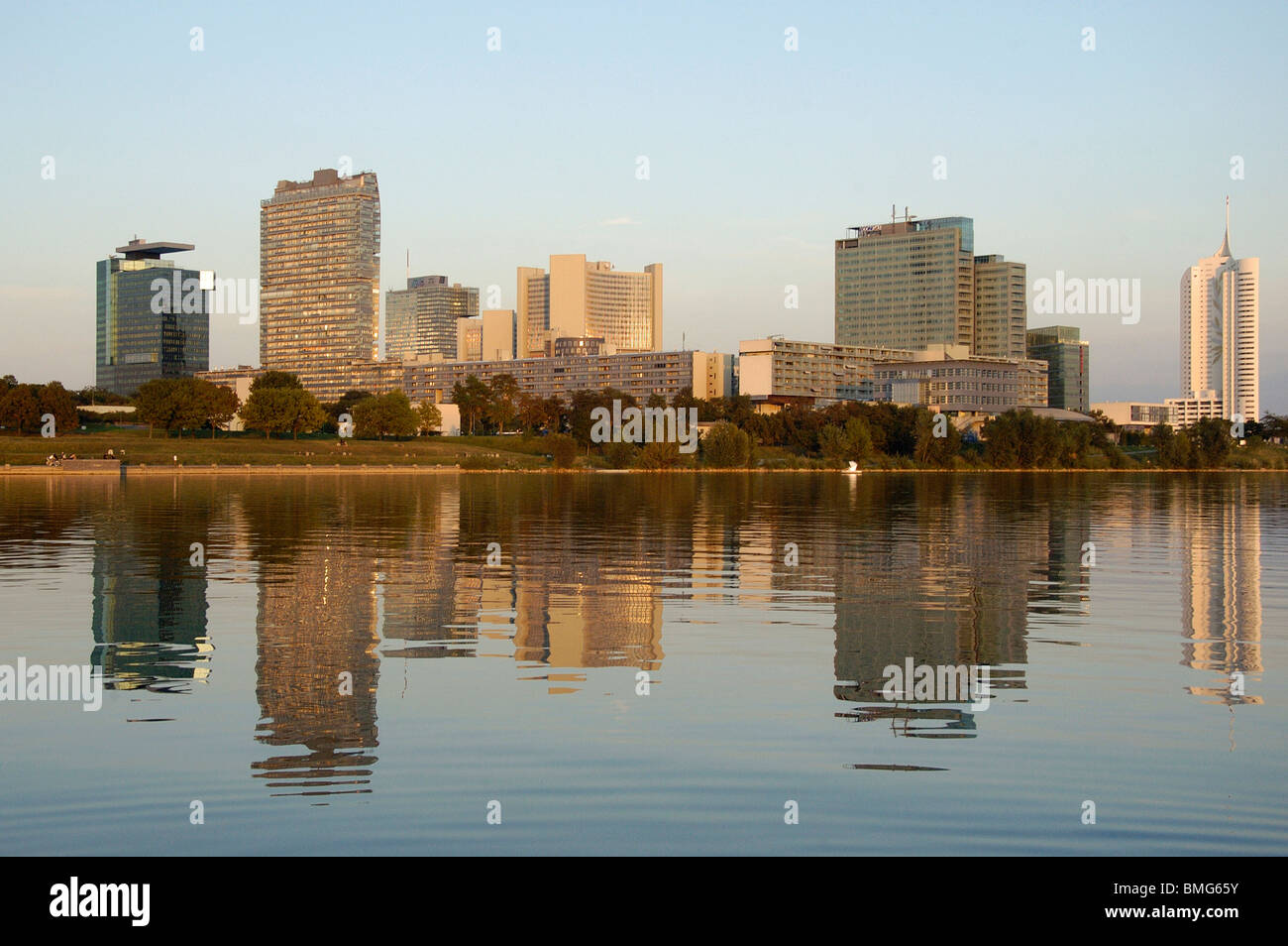 View of the New Danube City Stock Photo - Alamy