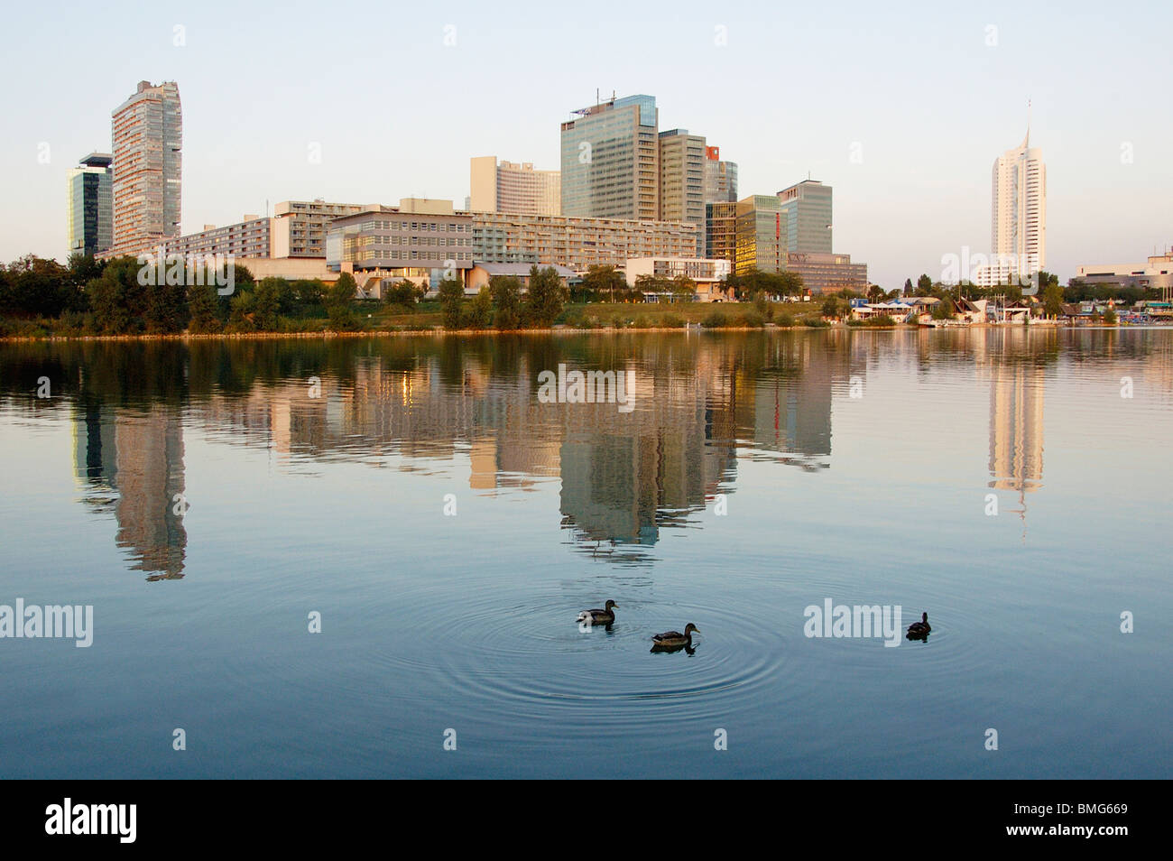 View of the New Danube City Stock Photo - Alamy