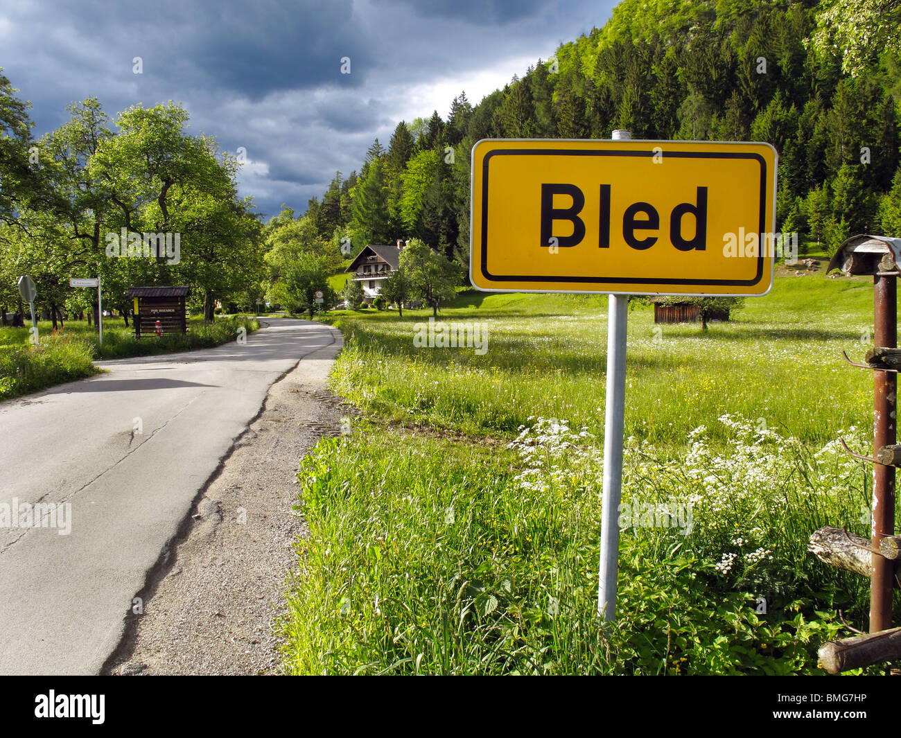 Town sign in Bled, Slovenia Stock Photo - Alamy