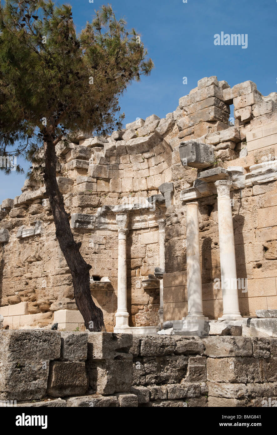 Turkey Antalya - Side, the nymphaeum or civic fountain of the old city ...