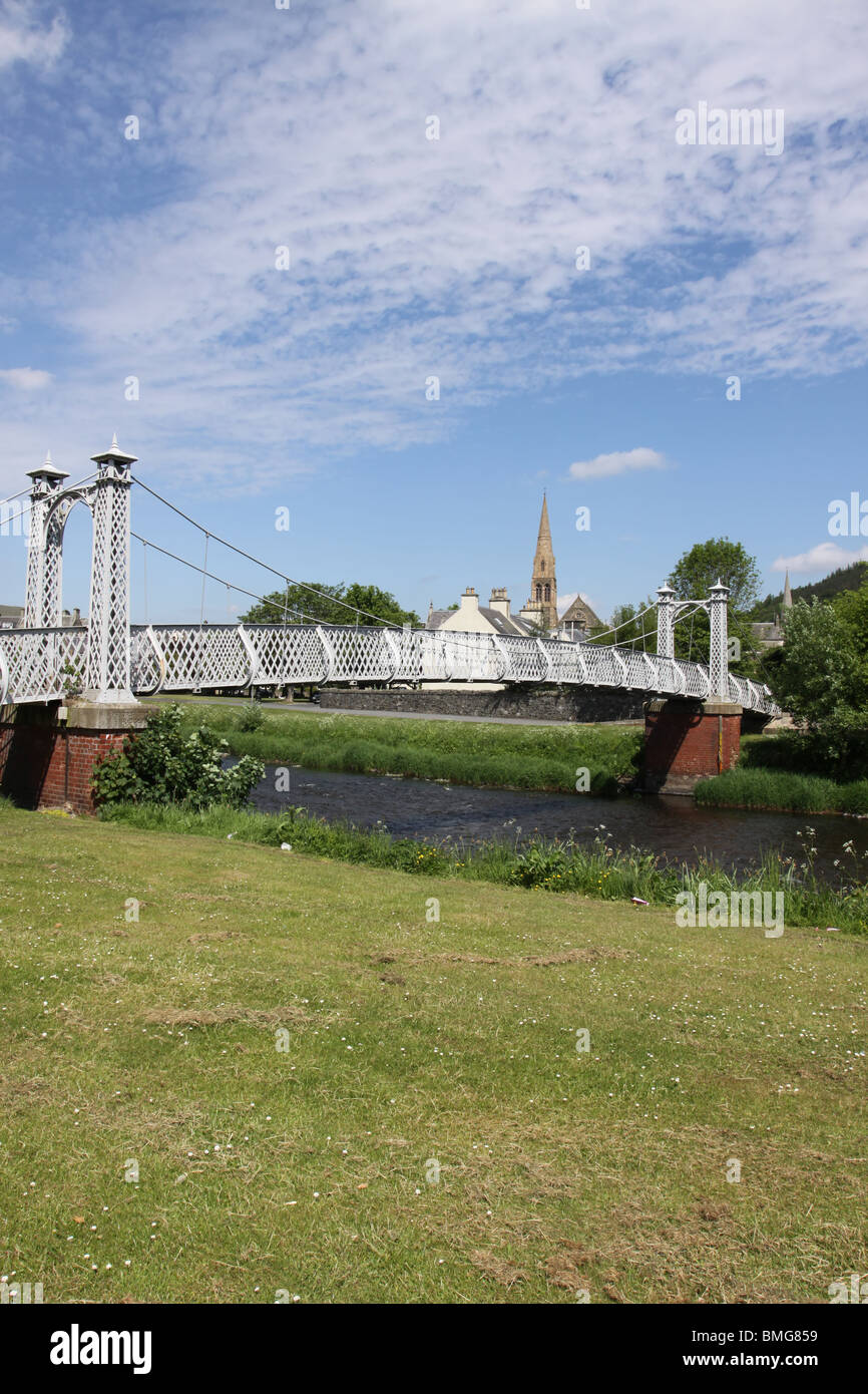 Priorsford bridge a pedestrian suspension bridge over River Tweed ...