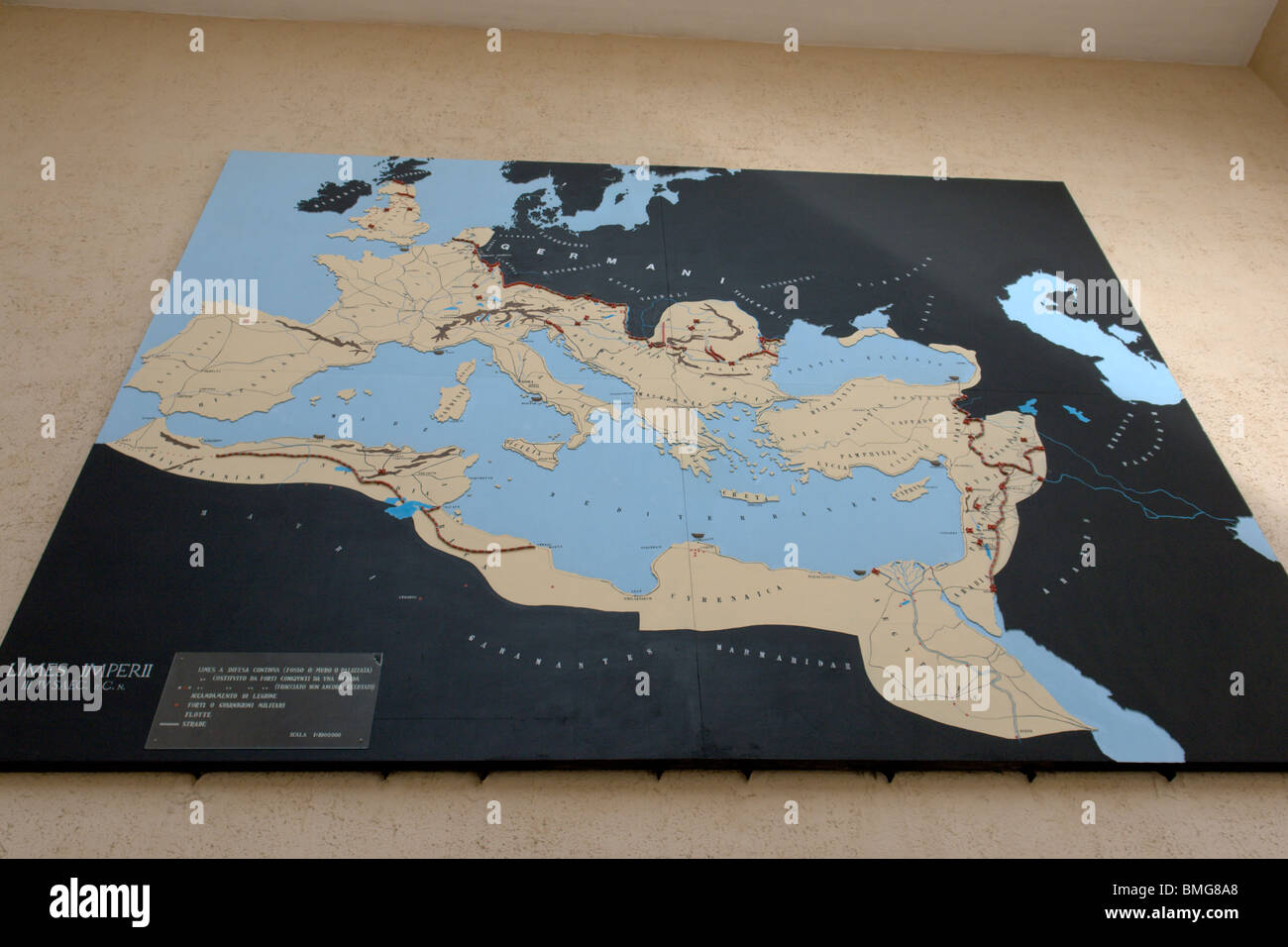 Map showing the borders and the fortification lines of the Roman empire ...