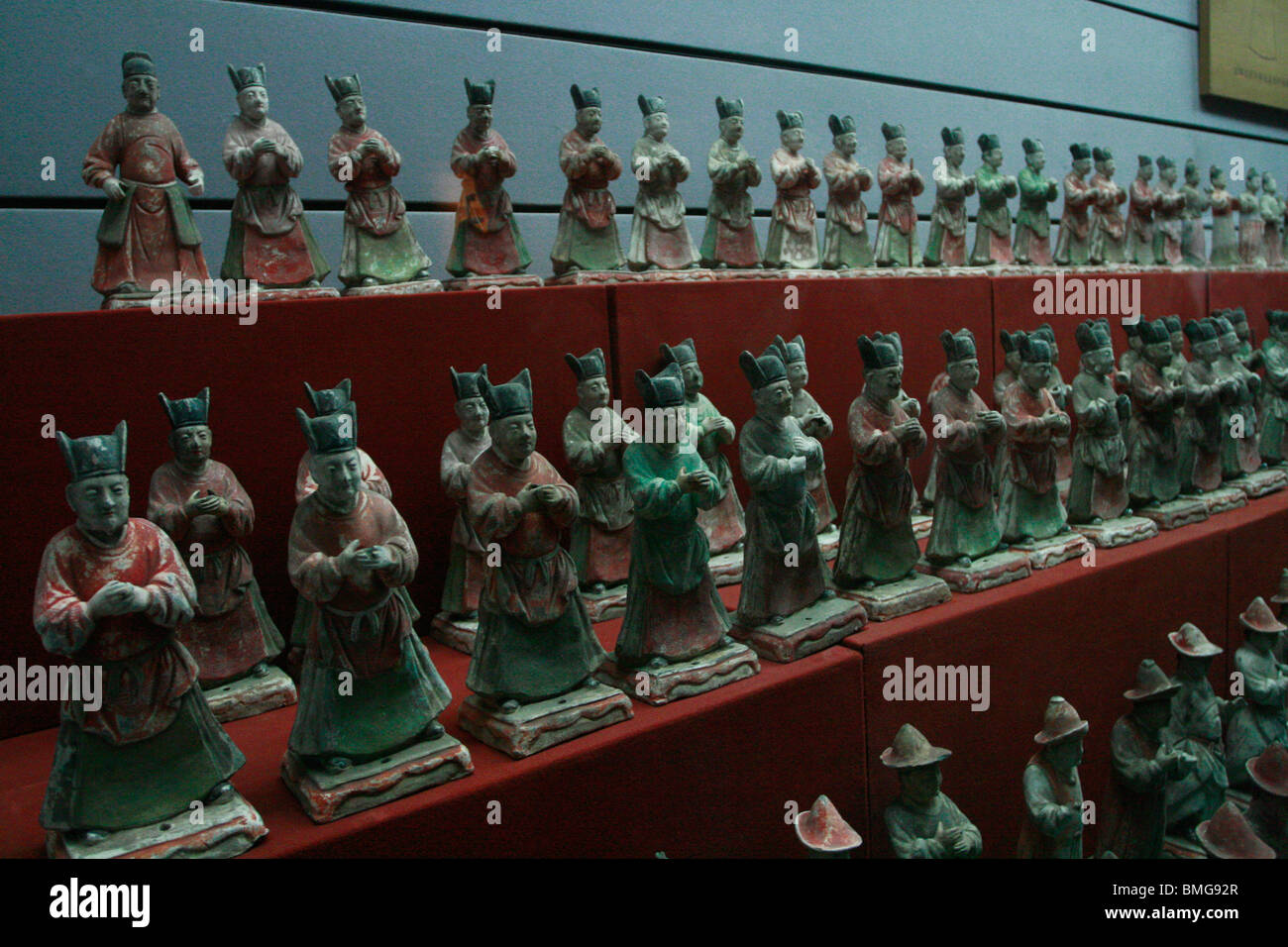 Rows of eunuch figurines from Tang Dynasty exhibited in Shaanxi History ...