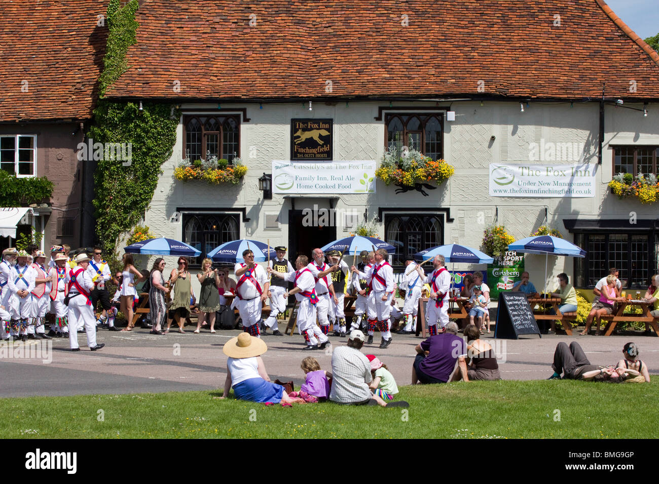 morris dancers at finchingfield village essex england Stock Photo - Alamy