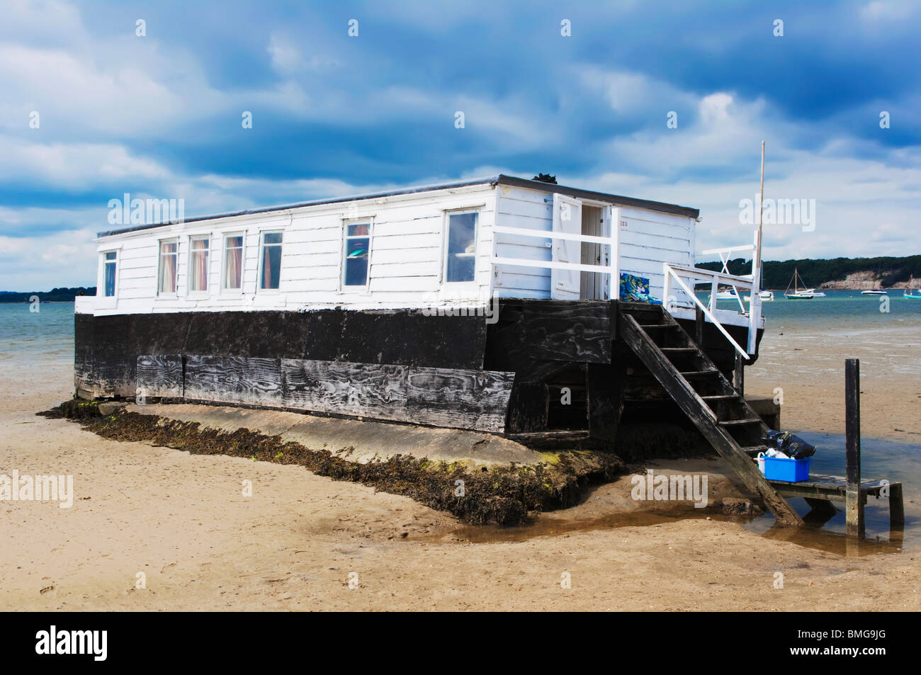 poole bay and harbour at the sea channel between studland beach and ...