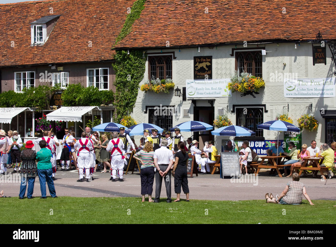 morris dancers at finchingfield village essex england Stock Photo - Alamy